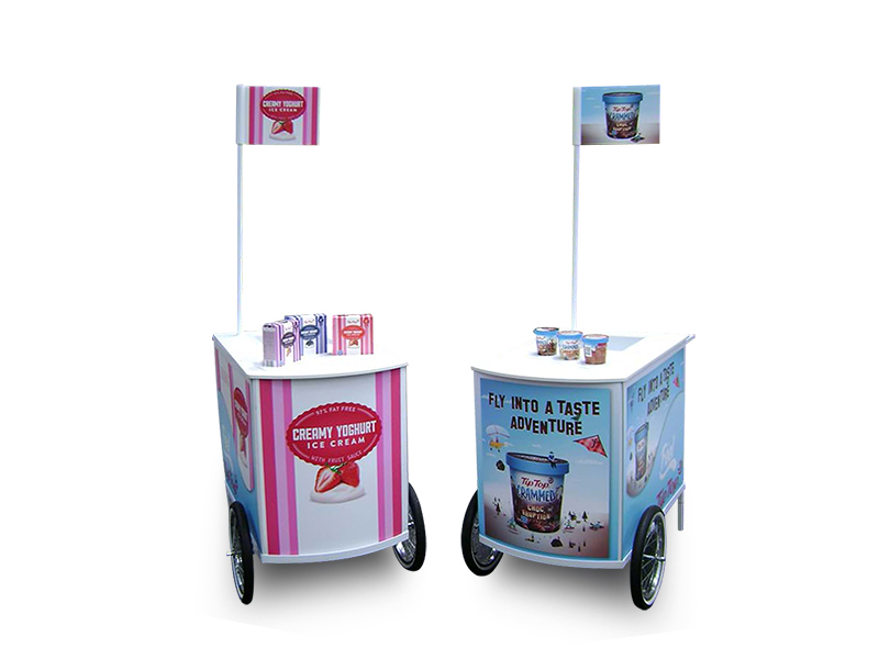 Custom Designed Sampling Carts & Trolleys| Display Cart With Wheels